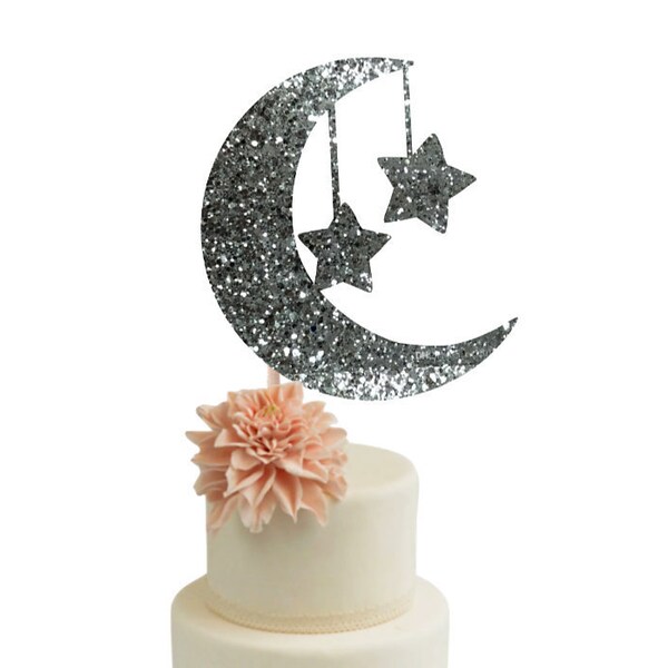 Moon and Star Cake Topper - Etsy
