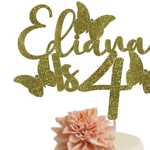 Butterfly Birthday Cake Topper Personalized Name Age Cake Etsy