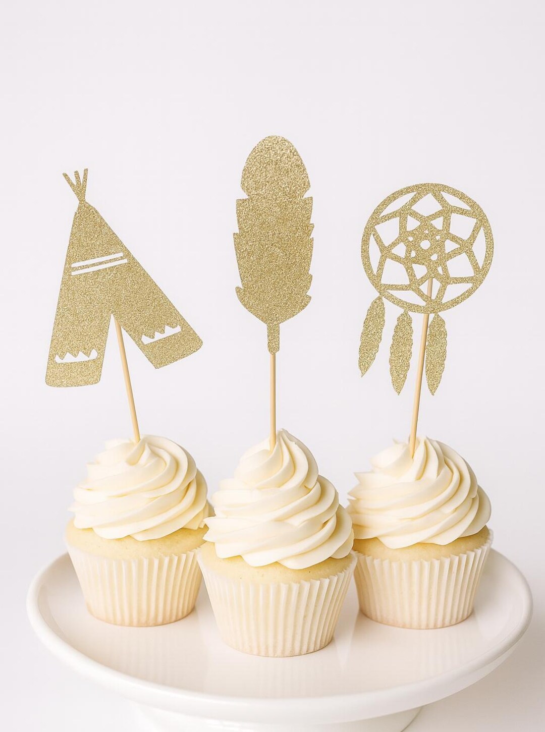 Boho Cupcake Toppers 12ct Teepee Feather Dreamcatcher Tribal Boho Party ...