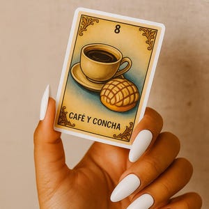 Loteria Cafe Y Concha Sticker: Mexican Coffee and Pan Dulce Vinyl Art ...