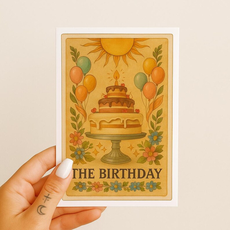 Zodiac Birthday Tarot Card: Celestial Sun & Floral Design - Etsy