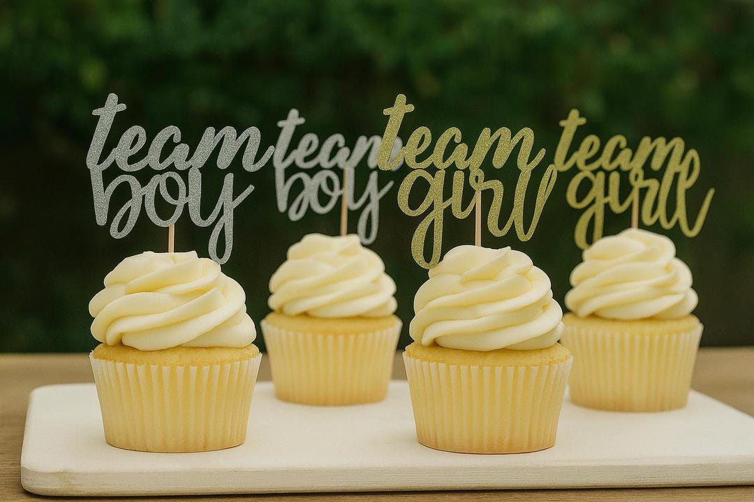 Team Boy Team Girl Cupcake Toppers: Gender Reveal Party Decor - Etsy