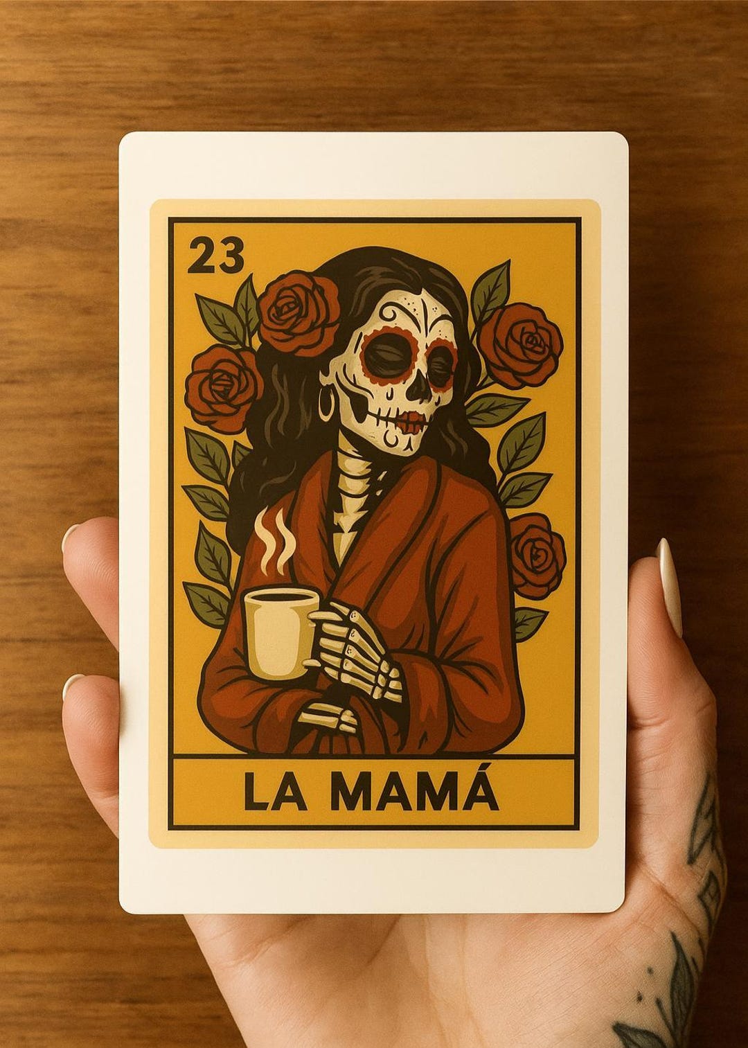 La Mama Loteria Sticker: Dia De Los Muertos Skeleton Mom Art - Etsy