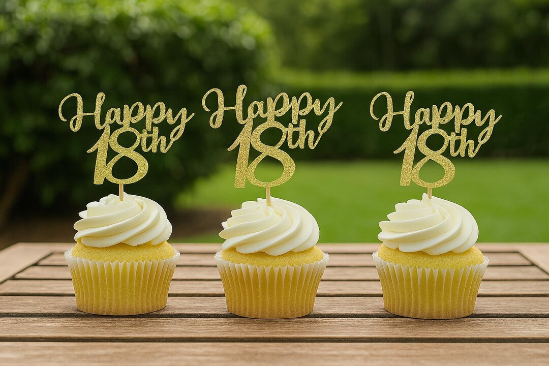 Glitter 18th Birthday Cupcake Toppers: Set of 12 - Etsy