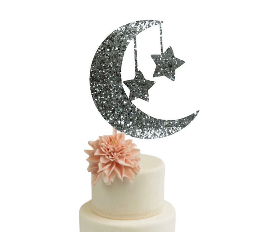 Moon Cake Topper. Moon and Star Cake Topper. Twinkle Little - Etsy