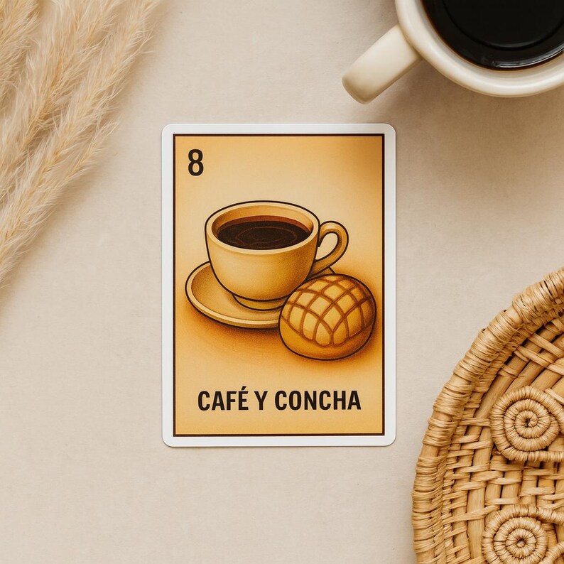Loteria Cafe Y Concha Sticker: Mexican Coffee, Pan Dulce Art - Etsy