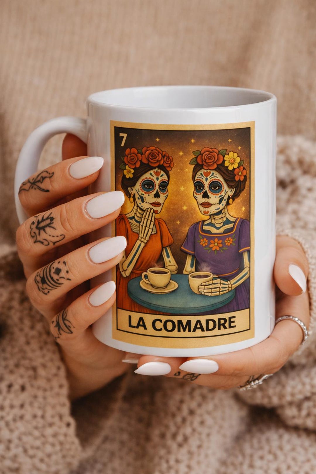 La Comadre Coffee Mug: Day of the Dead Lotería Skeleton Art - Etsy