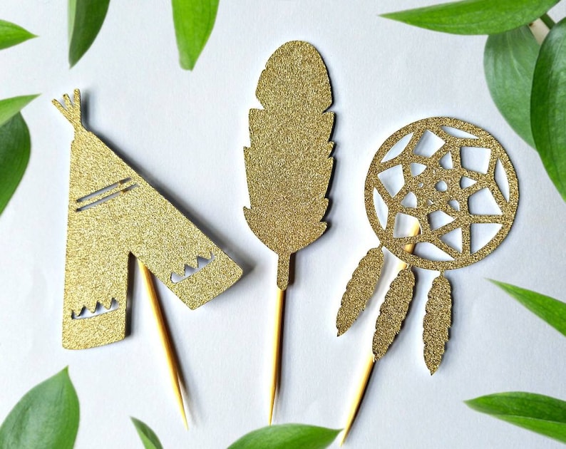 12ct. Boho Theme Cupcake Toppers. Tribal Theme Cupcake | Etsy