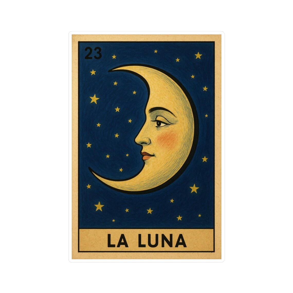 La Luna Loteria Sticker: Waterproof Vinyl Moon Face Celestial Decor - Etsy