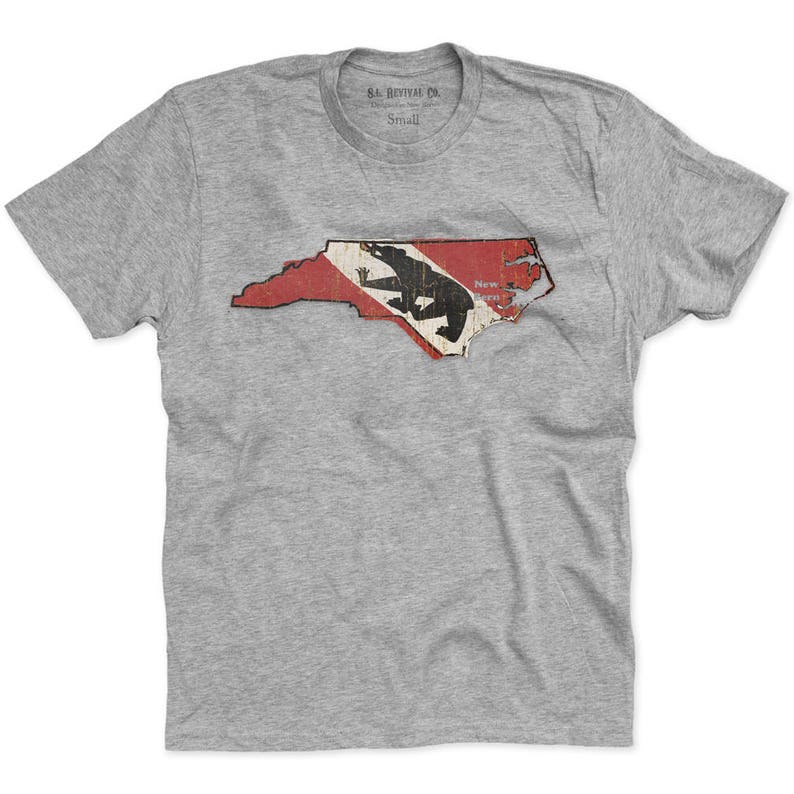 New Bern City Flag, NC Outline Tee, Grey - Etsy