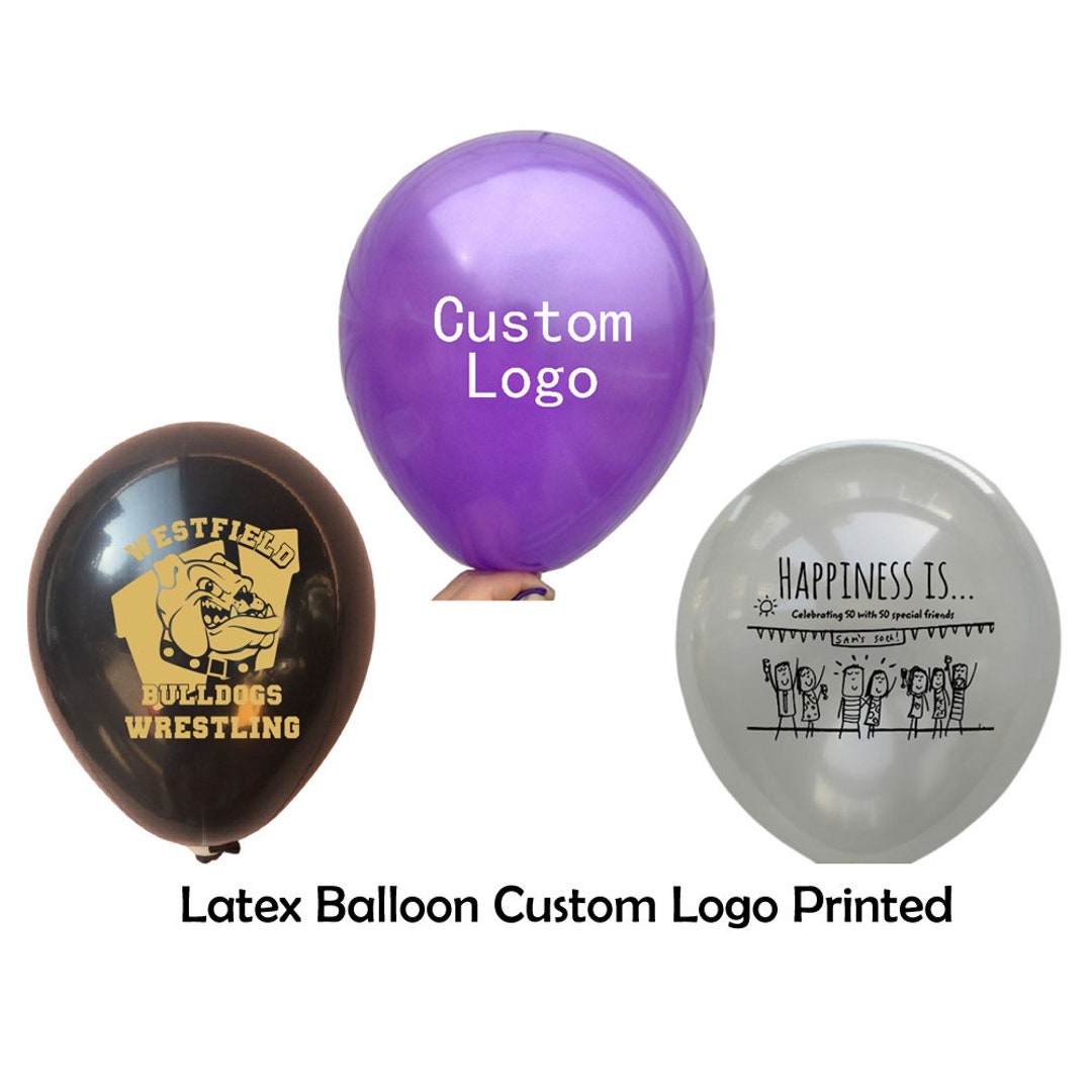 50PCS Personalised Custom Printed Balloons 12" Helium Quality Latex ...