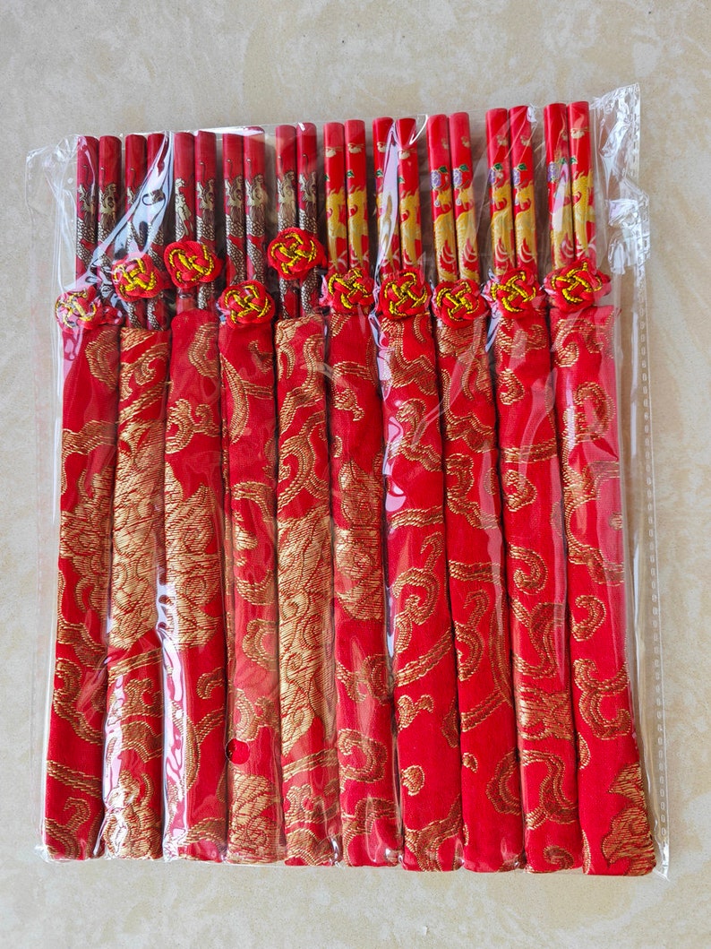 Wedding Favor Gift Chopsticks Red Dragon & Phoenix Auspicious ...