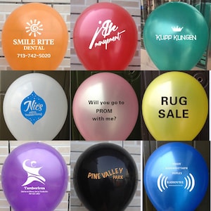 50PCS Personalised Custom Printed Balloons 12" Helium Quality Latex ...