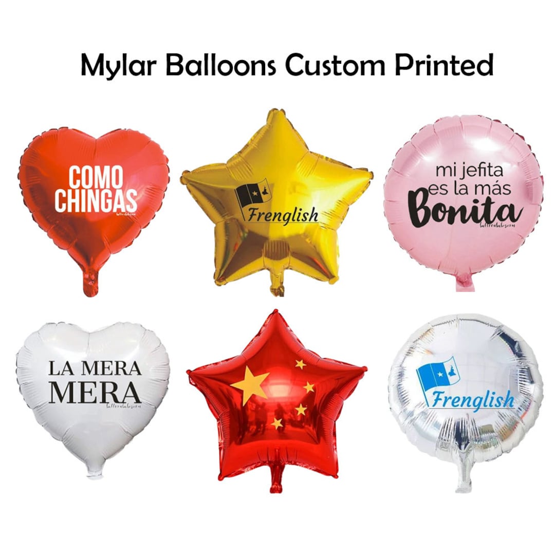 Mylar Balloons Custom Print 18 Inch Star Round Heart Happy Birthday ...