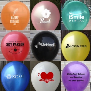 50PCS Personalised Custom Printed Balloons 12" Helium Quality Latex ...