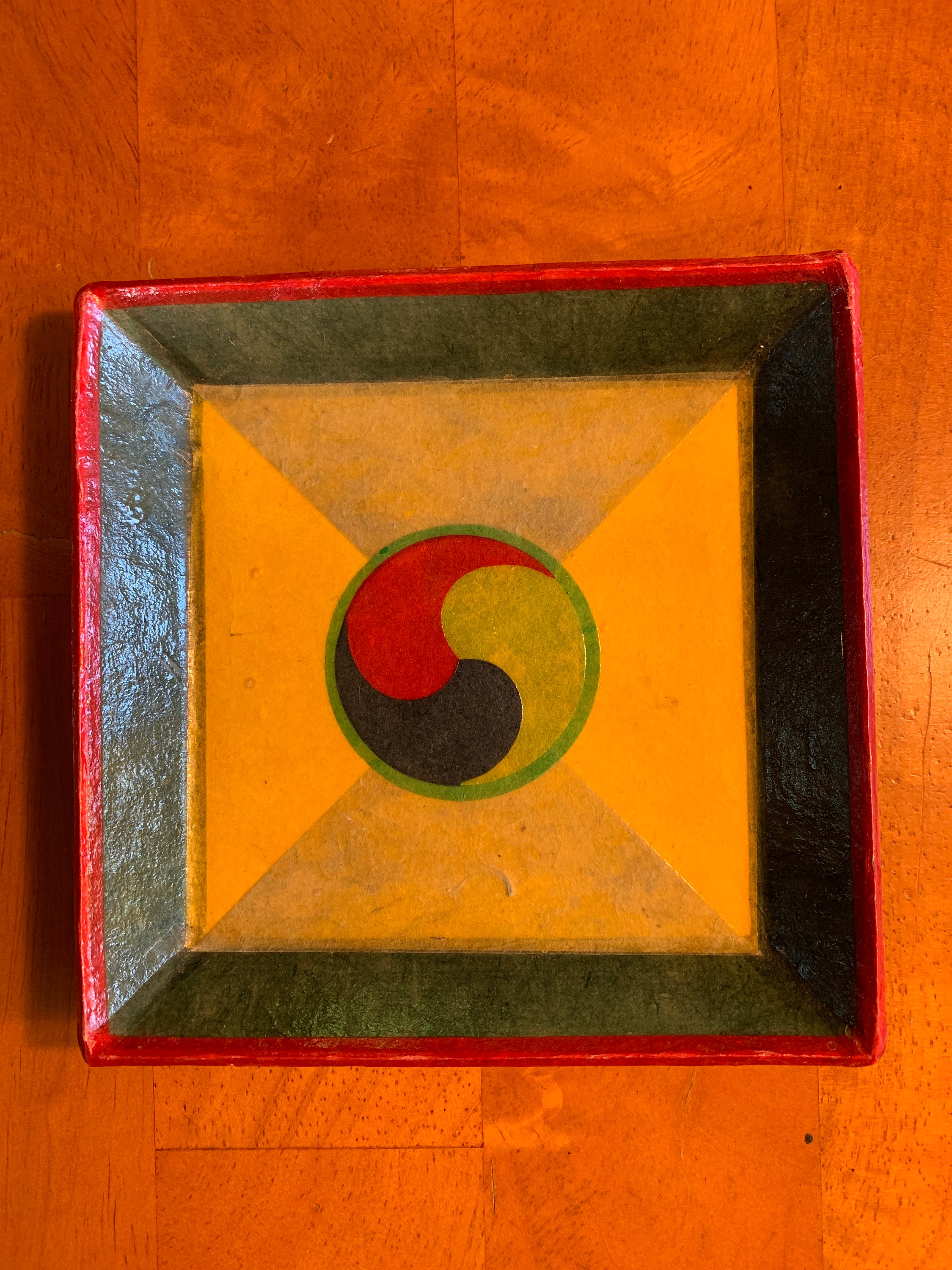Colorful Vintage Korean Tong-in Craft Trinket Dish Triple Yin Yang - Etsy
