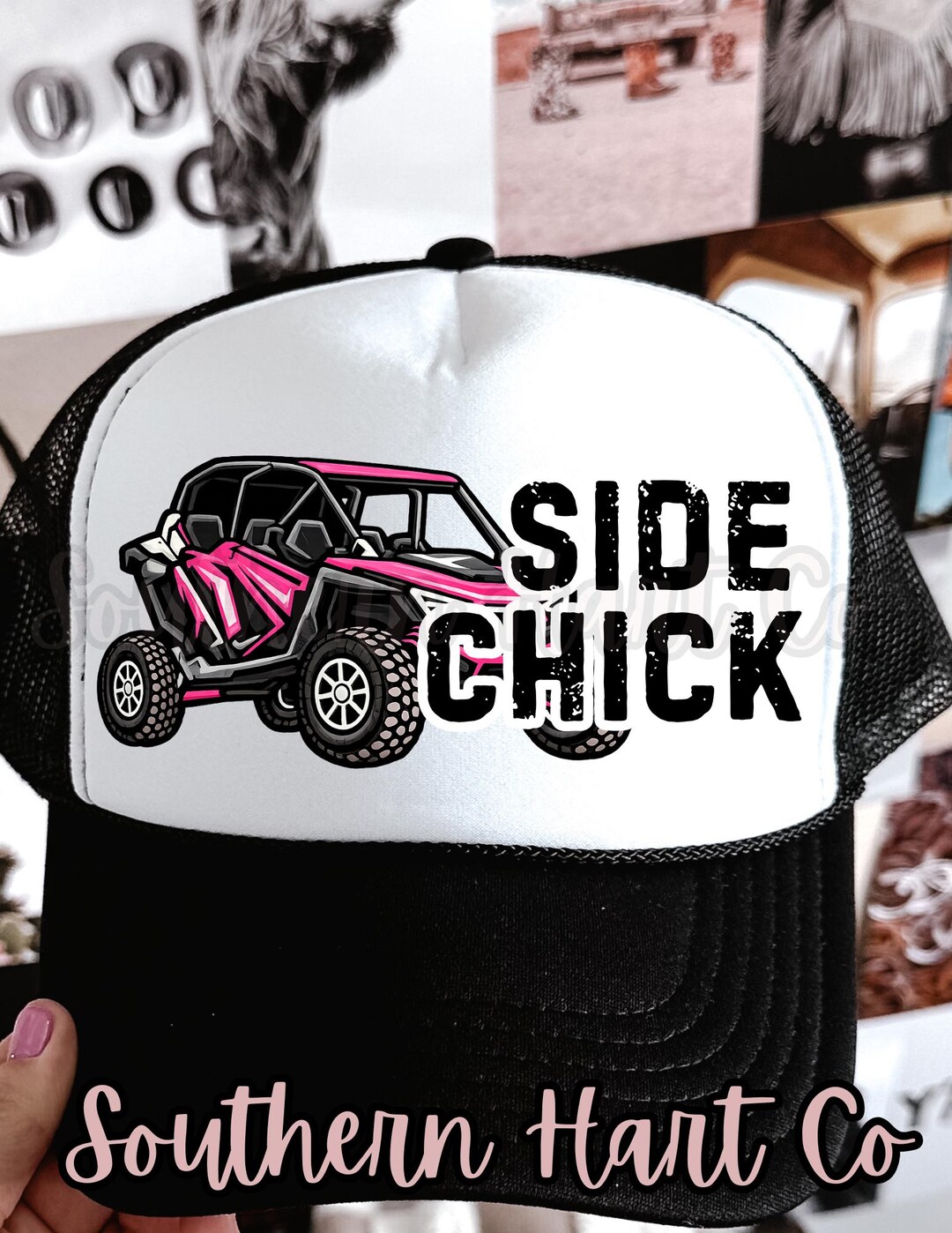 Trendy Trucker Hat Patch PNG, SXS Side Chick Design (digital Download ...