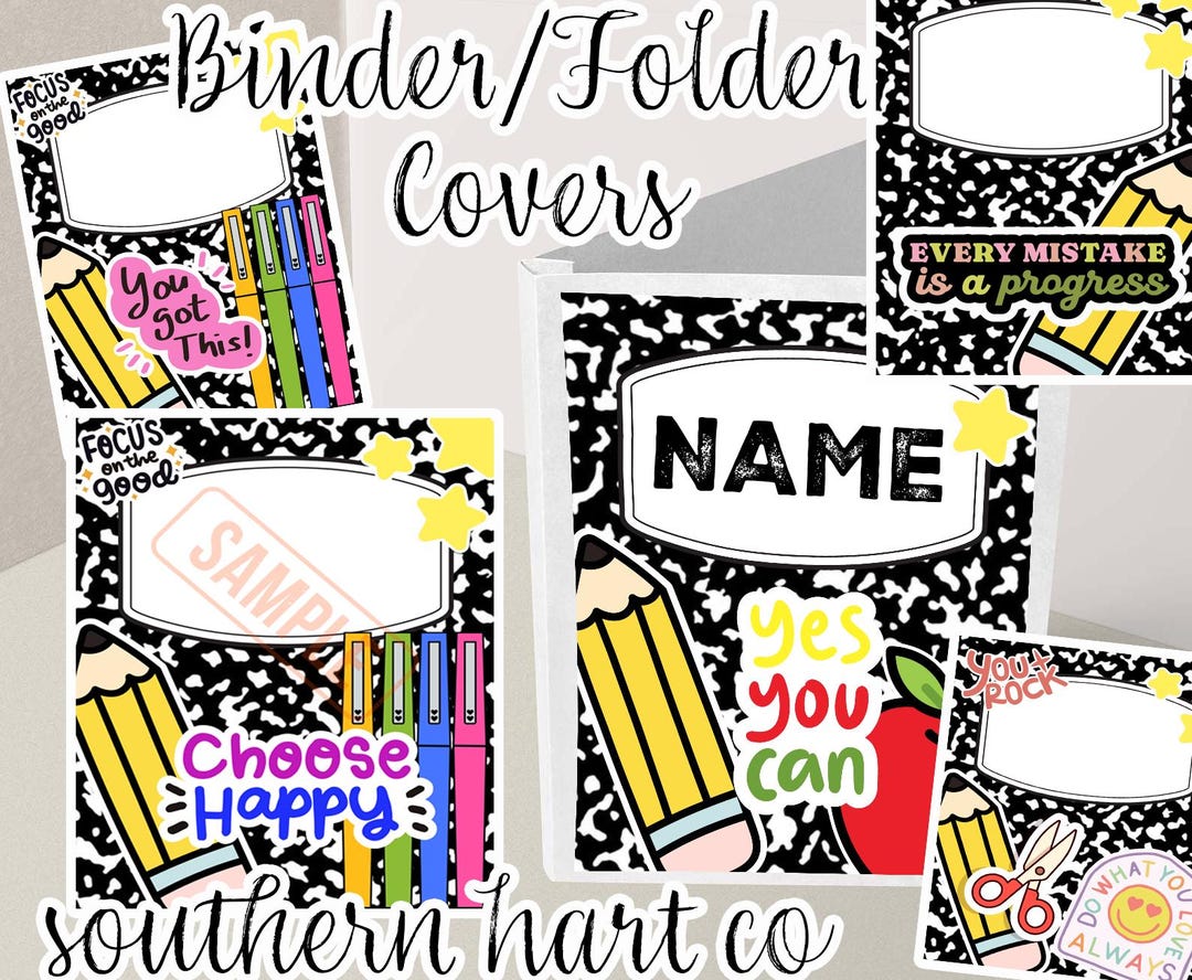 Binder & Folder Covers – Composition Notebook Theme | Motivational ...