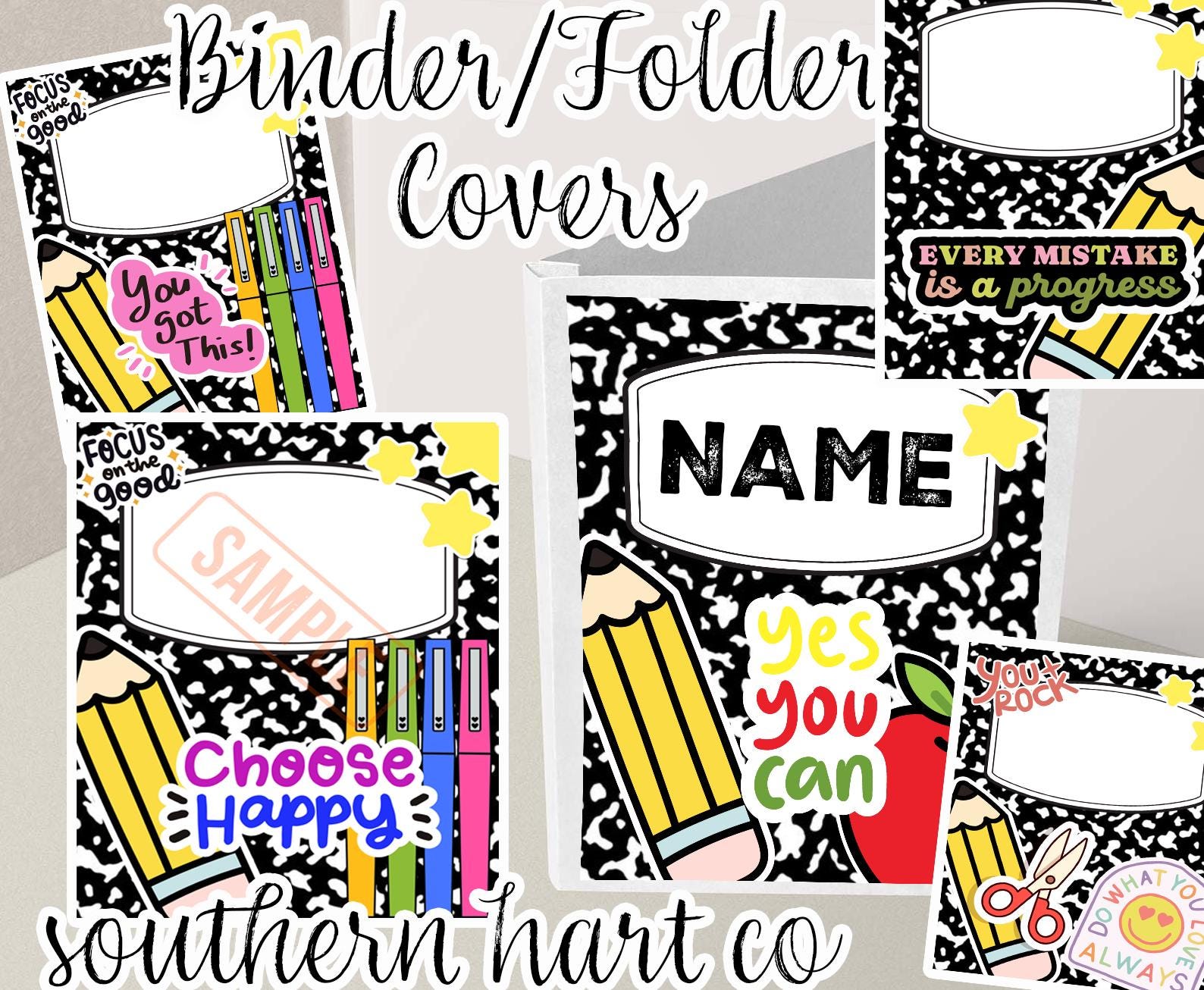 Binder & Folder Covers – Composition Notebook Theme | Motivational ...