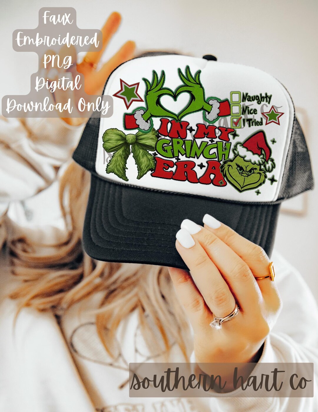 Grinch Era Hat Patch PNG, Faux Embroidery Design (digital Download) - Etsy
