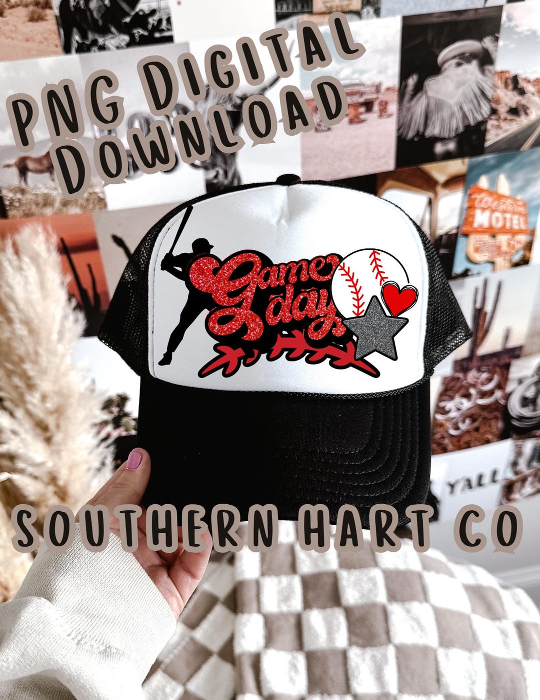 Game Day Baseball Hat Patch PNG | Trucker Hat Design (digital Download ...