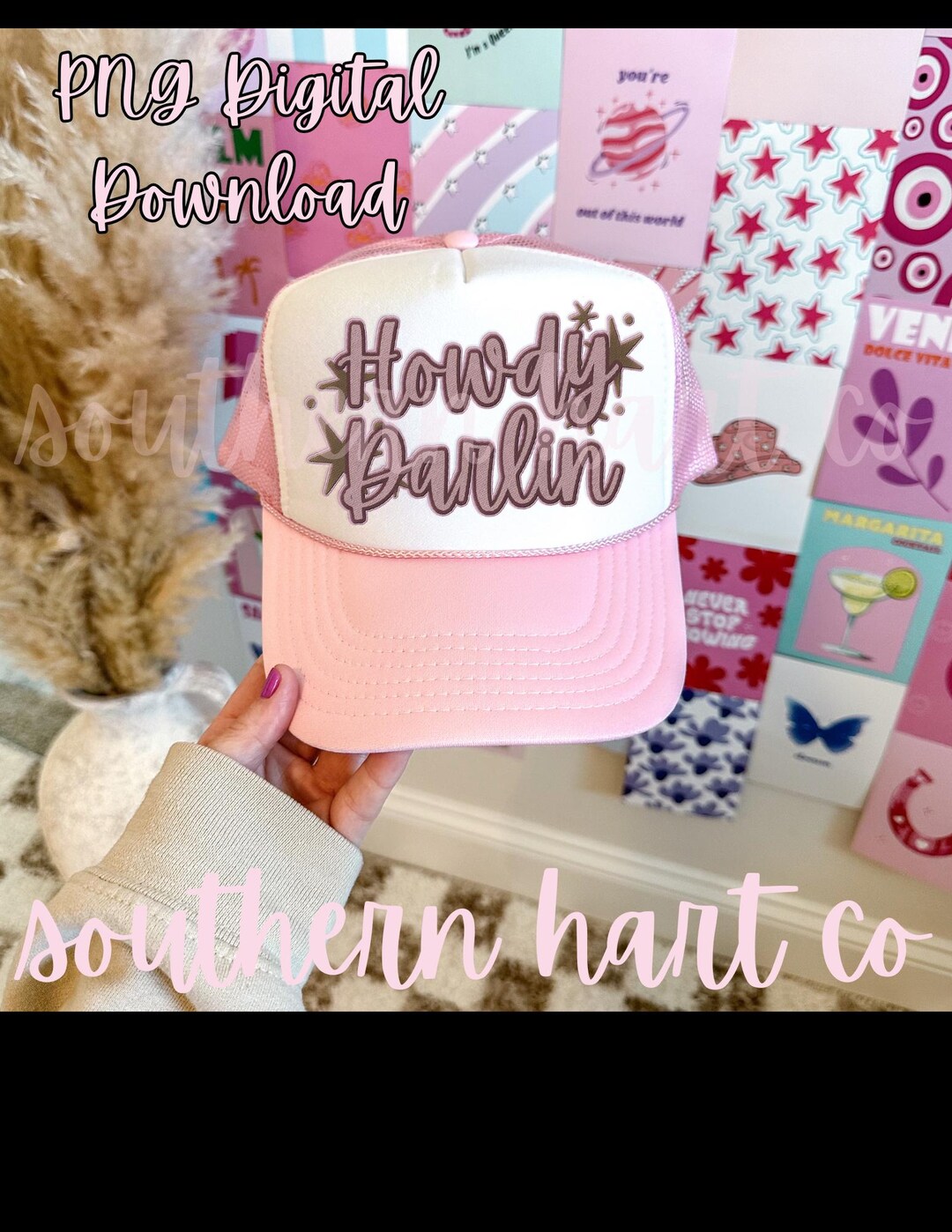 Howdy Darlin PNG, Howdy Darlin Trucker Hat, DTF Hat Patches, Hat Patch ...