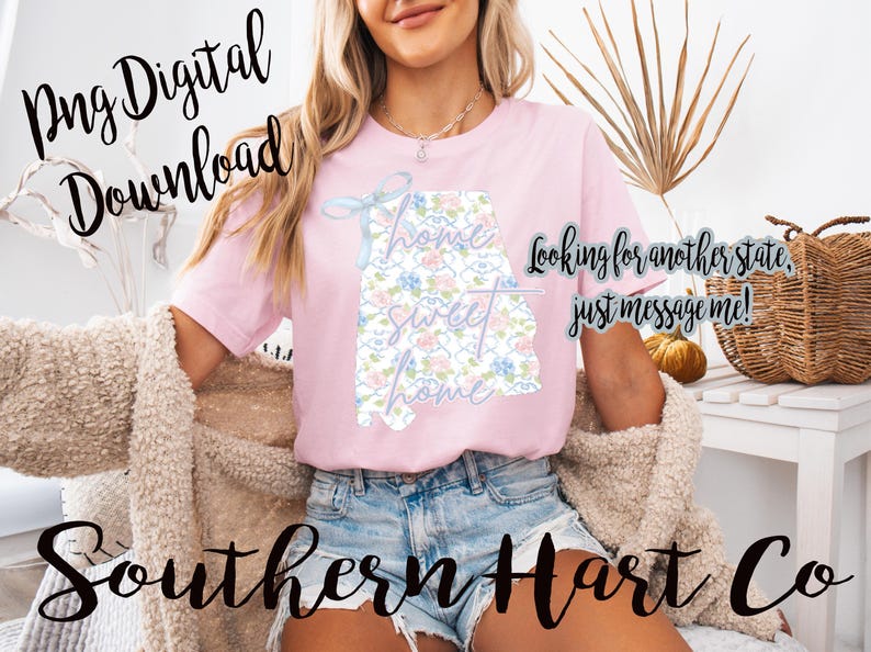 Floral Alabama State PNG, Southern Home Design (digital Download) - Etsy