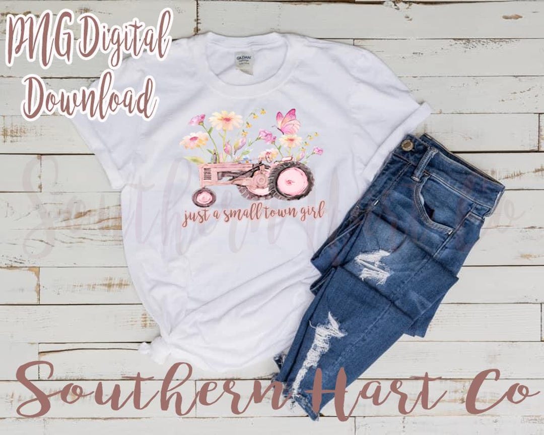Small Town Girl Pink Tractor Floral PNG, Small Town Girl Tractor PNG ...