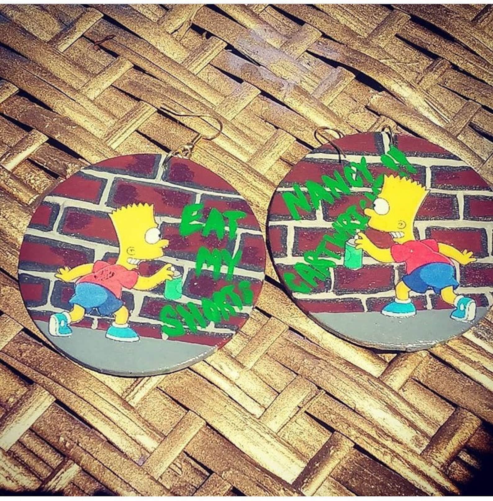 Bart Simpson Earrings / Custom Earrings / Graffiti Image Earrings / the ...