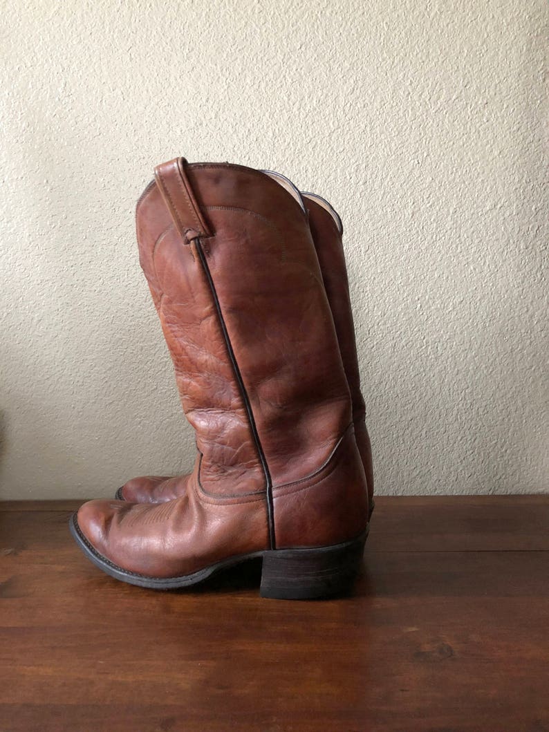 Tony Lama Rust Brown Leather Cowboy Boot Men’s 9E - Etsy