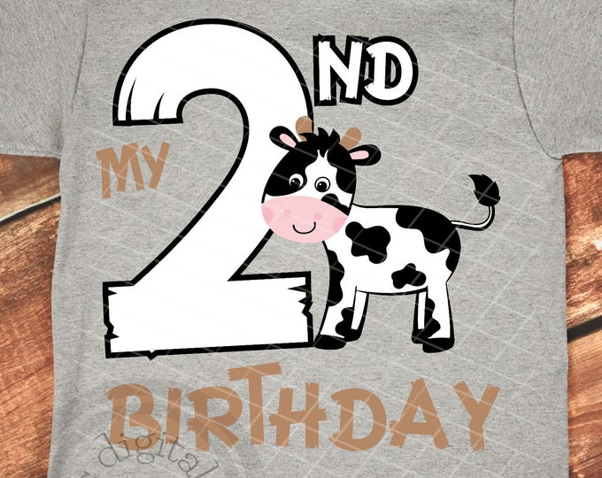 Vaca número dos cumpleaños svg 2º cumpleaños svg Cow print svg Birthday ...