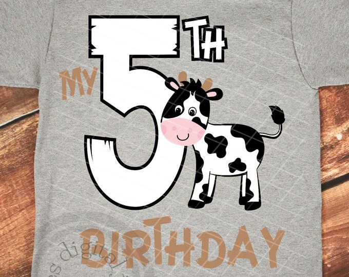 Cowgirl Number Five Svg Cow Five Svg Farm Animal Clipart Kid Cow Svg ...