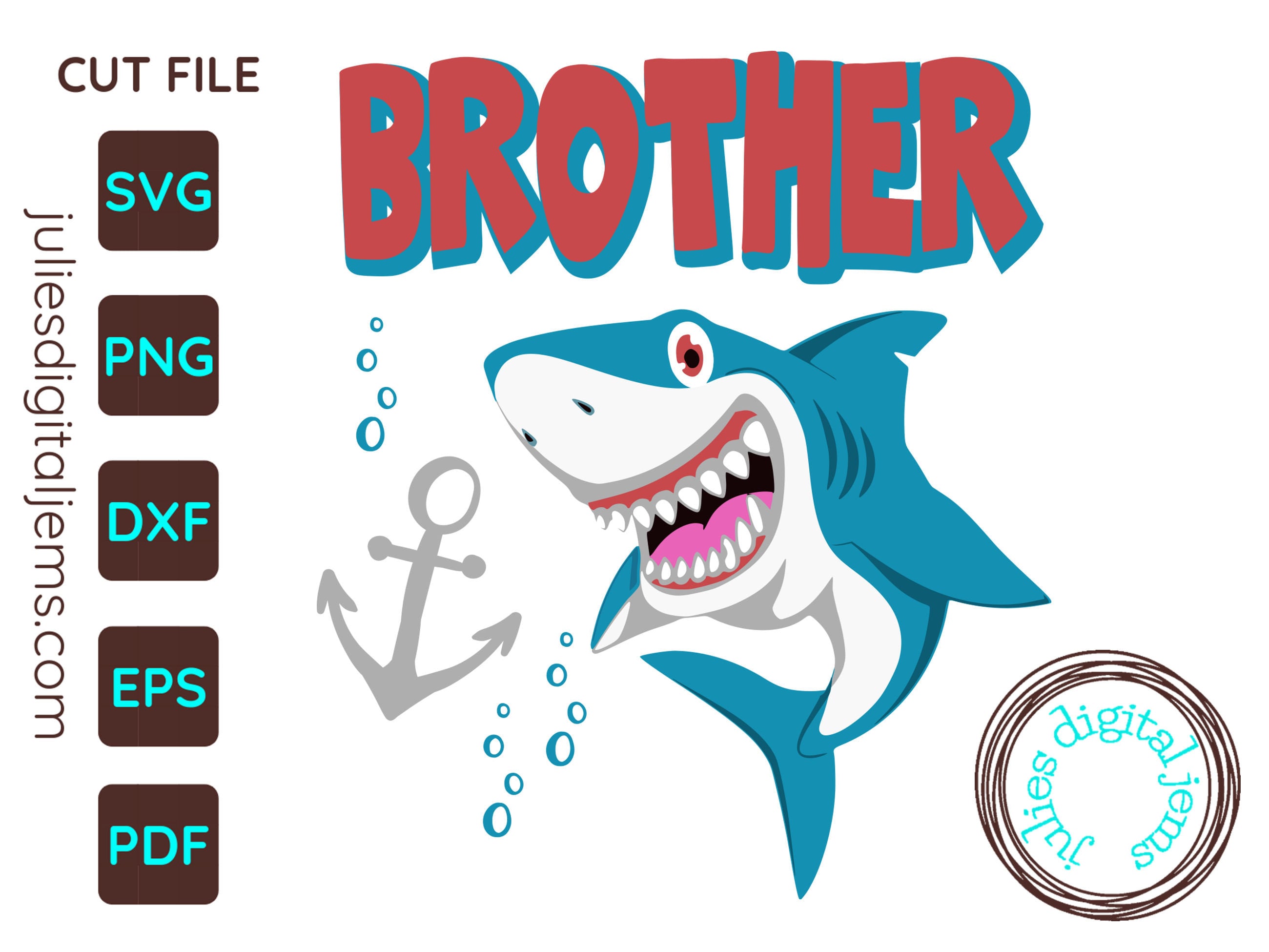 Brother Shark SVG Digital Clipart Png Shark Party Shark - Etsy Canada