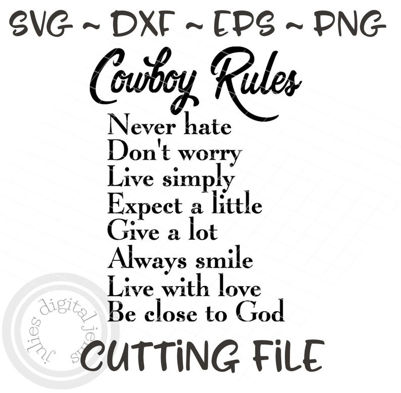 Cowboy Rules, Cowboy Svg, Cowboy Sayings, Horseshoe SVG, Cowboy Saying ...