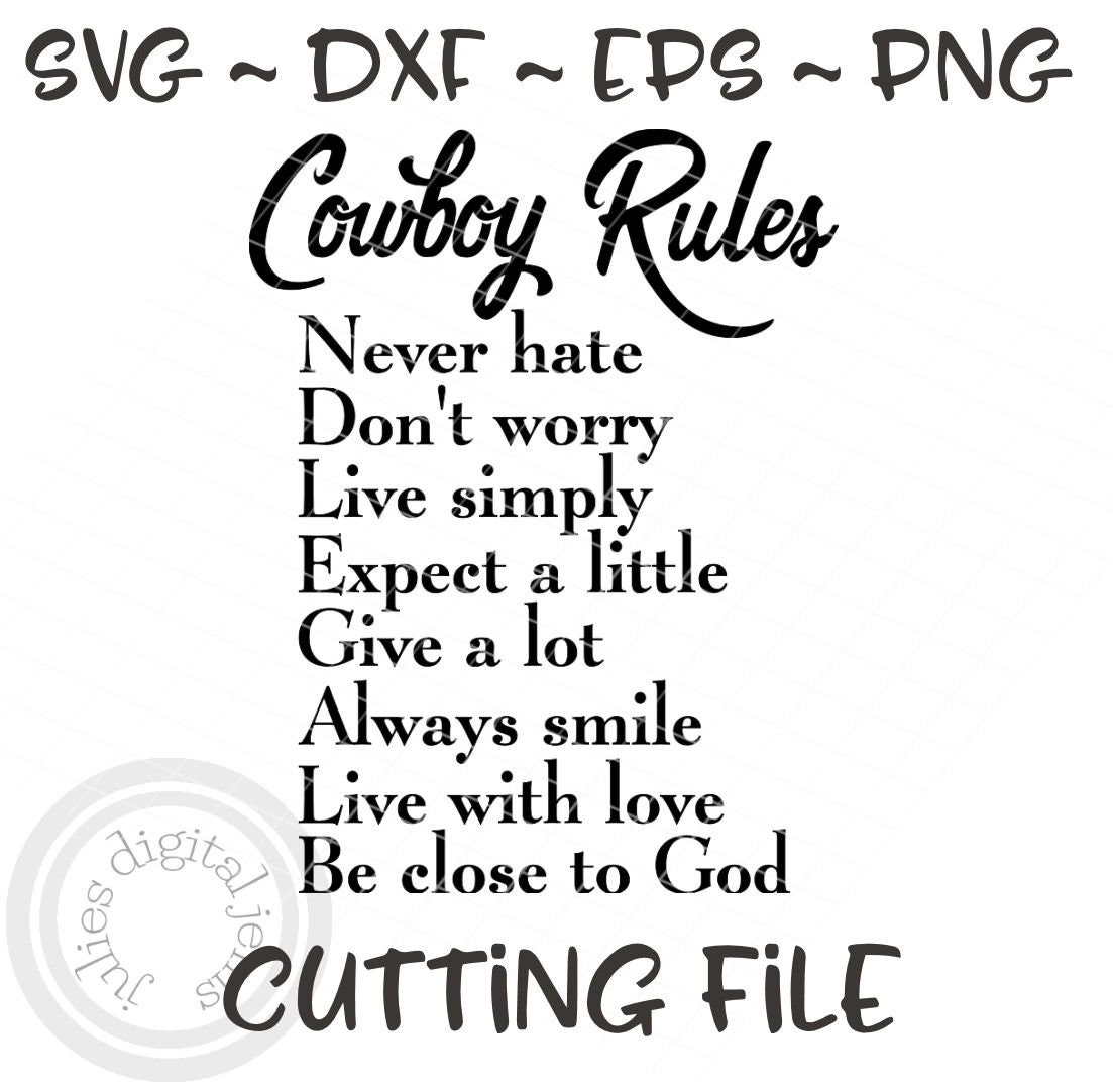 Cowboy Rules, Cowboy Svg, Cowboy Sayings, Horseshoe SVG, Cowboy Saying ...