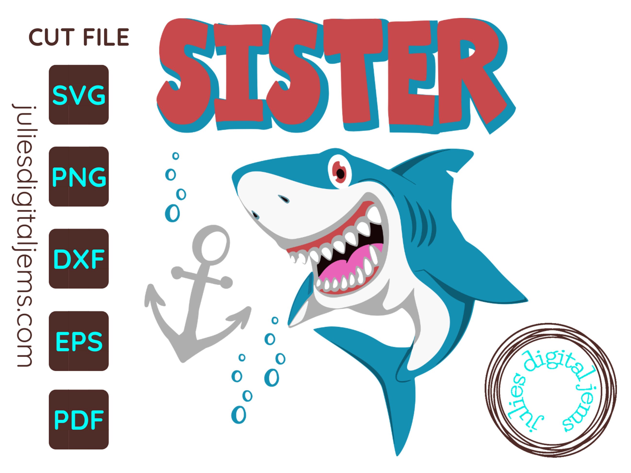 Sister Shark SVG Digital Clipart Png Shark Party Shark - Etsy