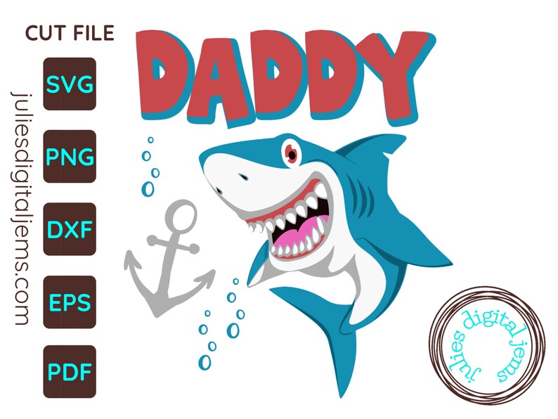 Daddy Shark SVG Digital Clipart Png Shark Party Shark | Etsy