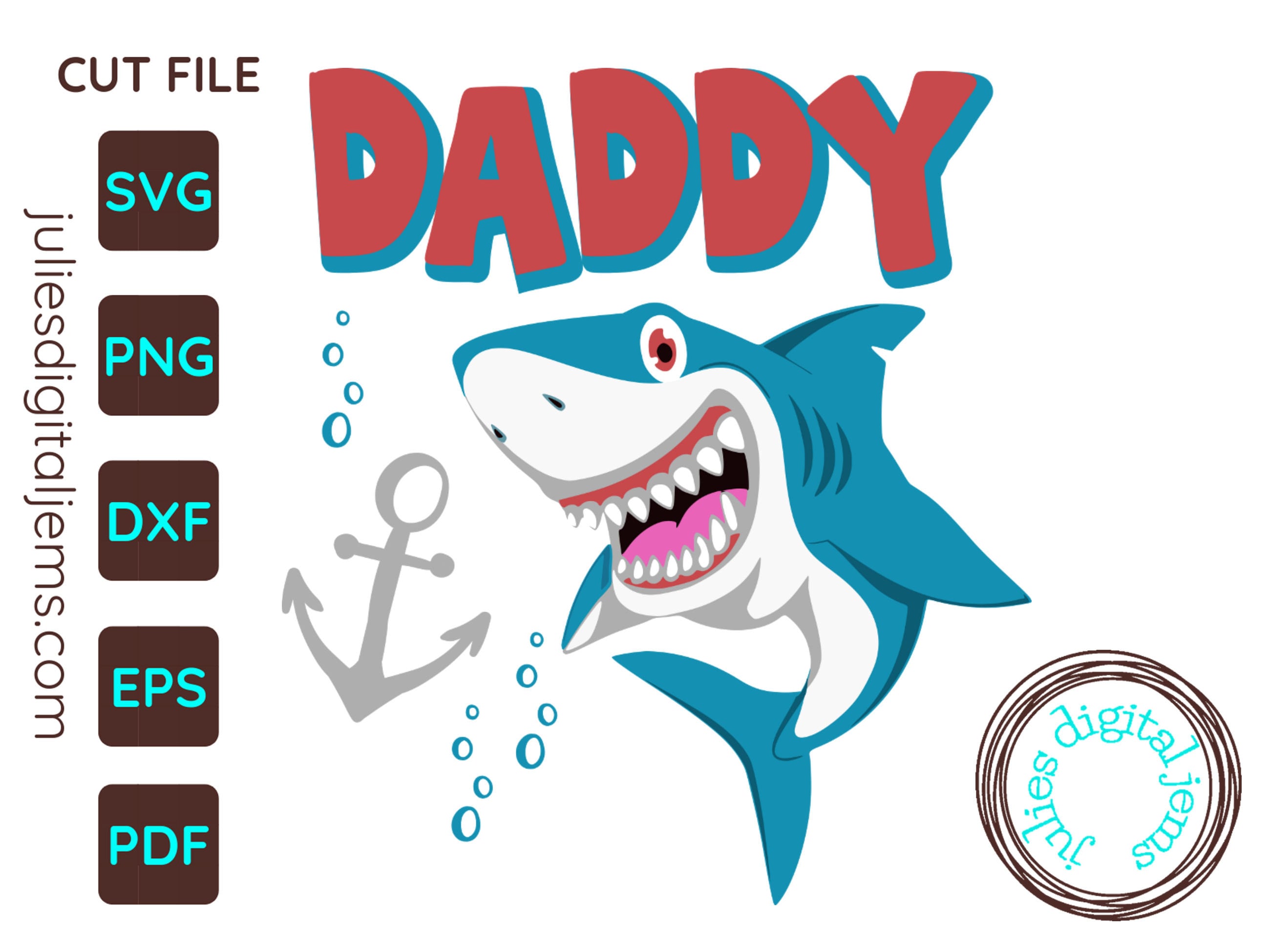 Daddy Shark SVG Digital Clipart Png Shark Party Shark | Etsy