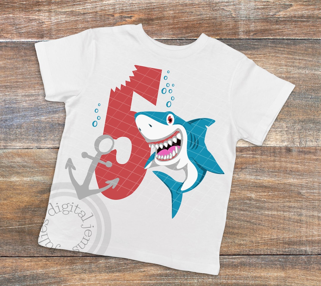 Shark Birthday Shirt, Shark Birthday Svg, 5th Birthday SVG, Fifth ...