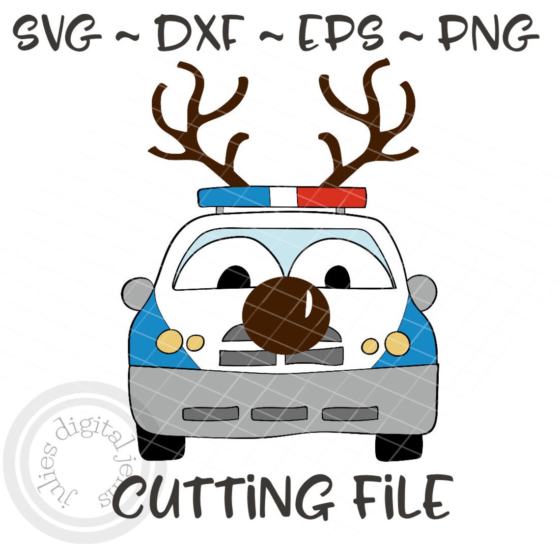 Police Car Svg Santa Svg File Car Reindeer Svg Reindeer Svg - Etsy