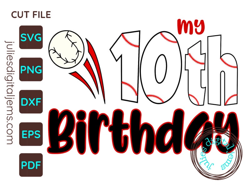 Baseball Birthday Shirt Svg 10th Birthday Baseball Svg Tenth - Etsy