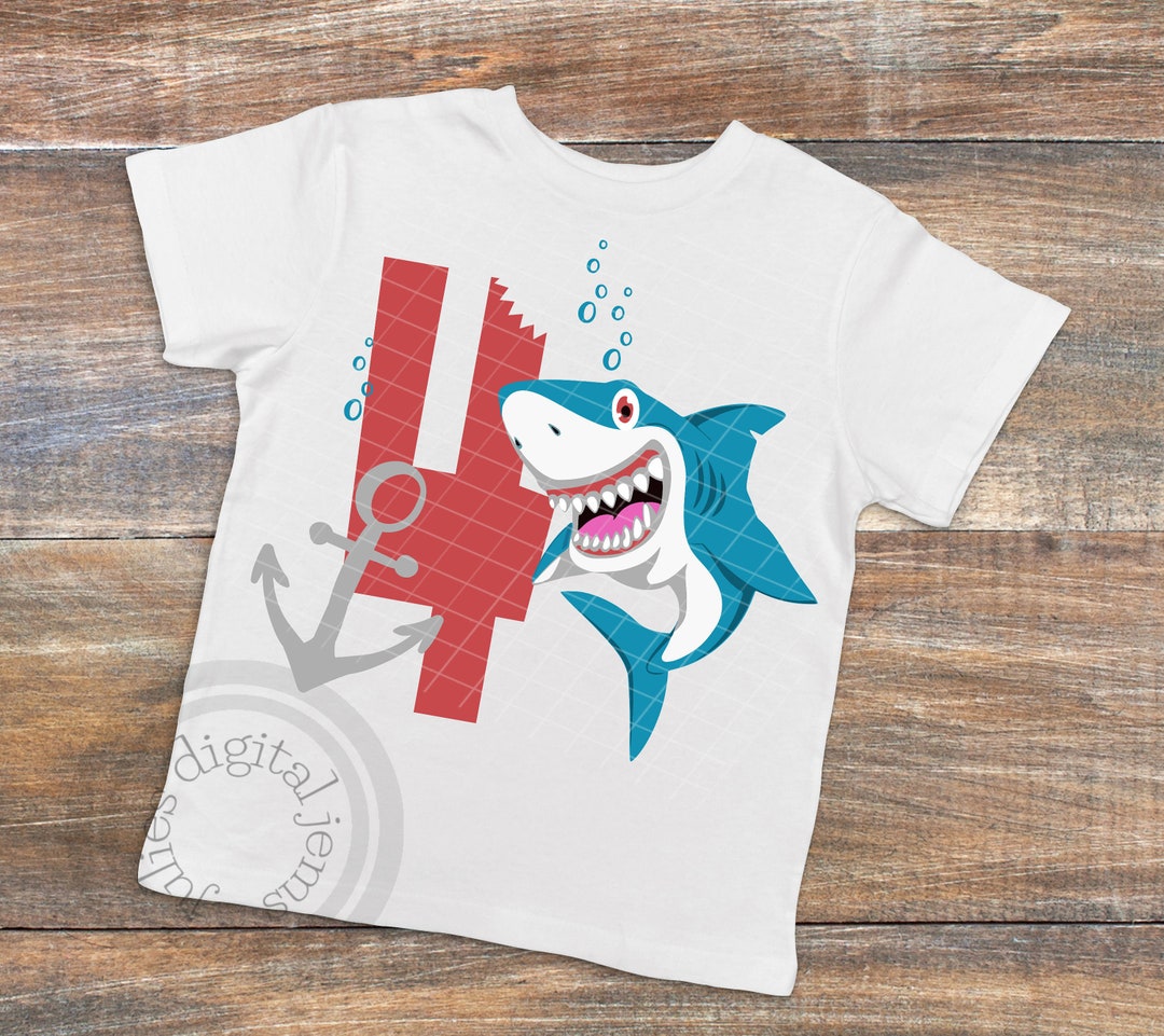 Shark Birthday Shirt, Shark Birthday Svg, 4th Birthday SVG, Fourth ...