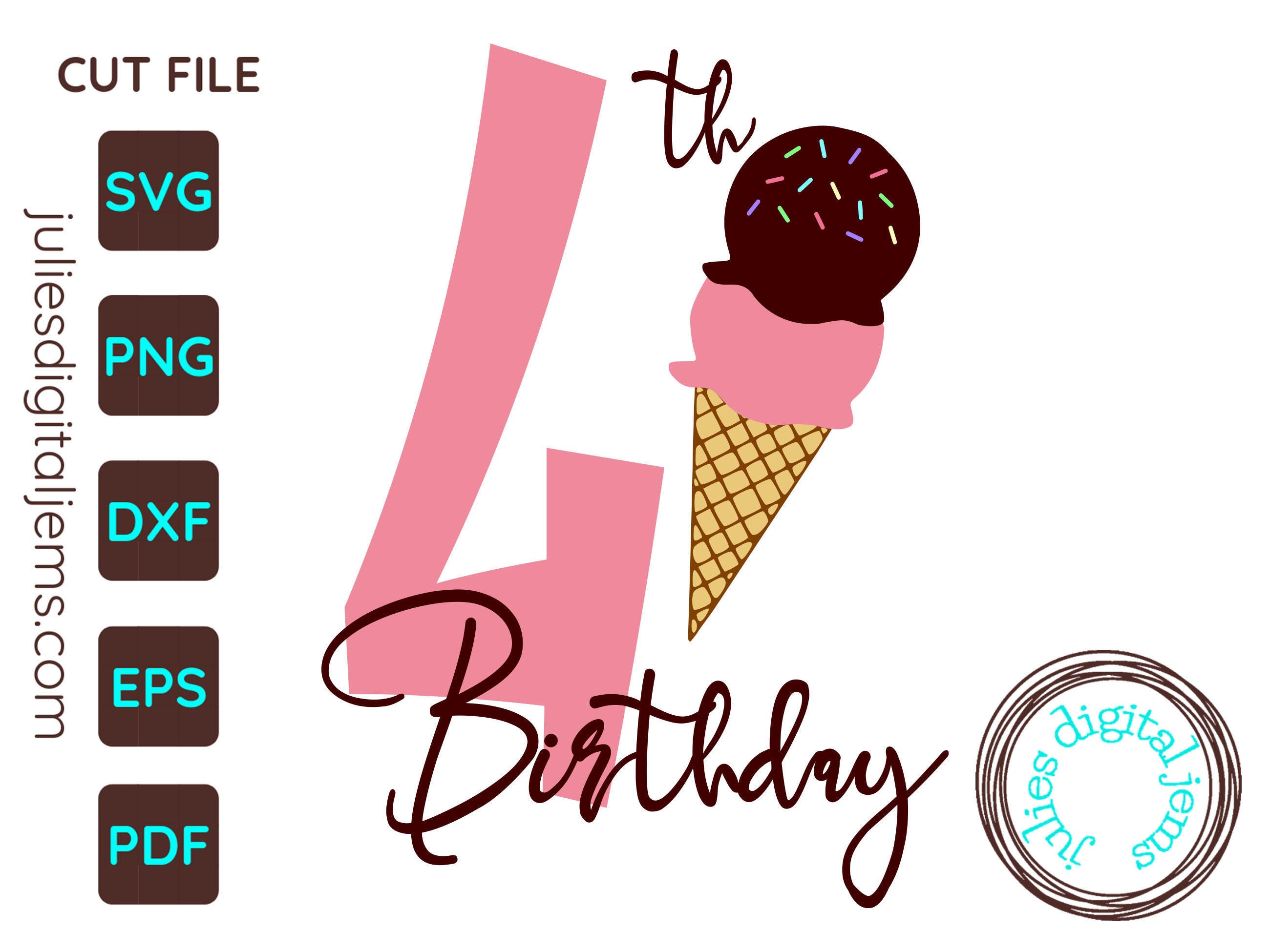 Ice Cream Birthday Svg 4th Birthday SVG Birthday Svg | Etsy Canada