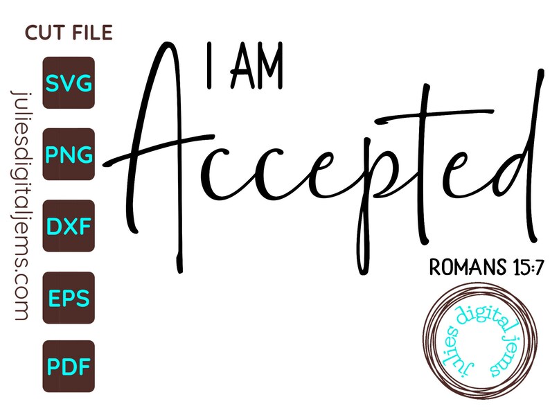 I Am Accepted Svg Inspirational Svg Sayings Christian SVG - Etsy