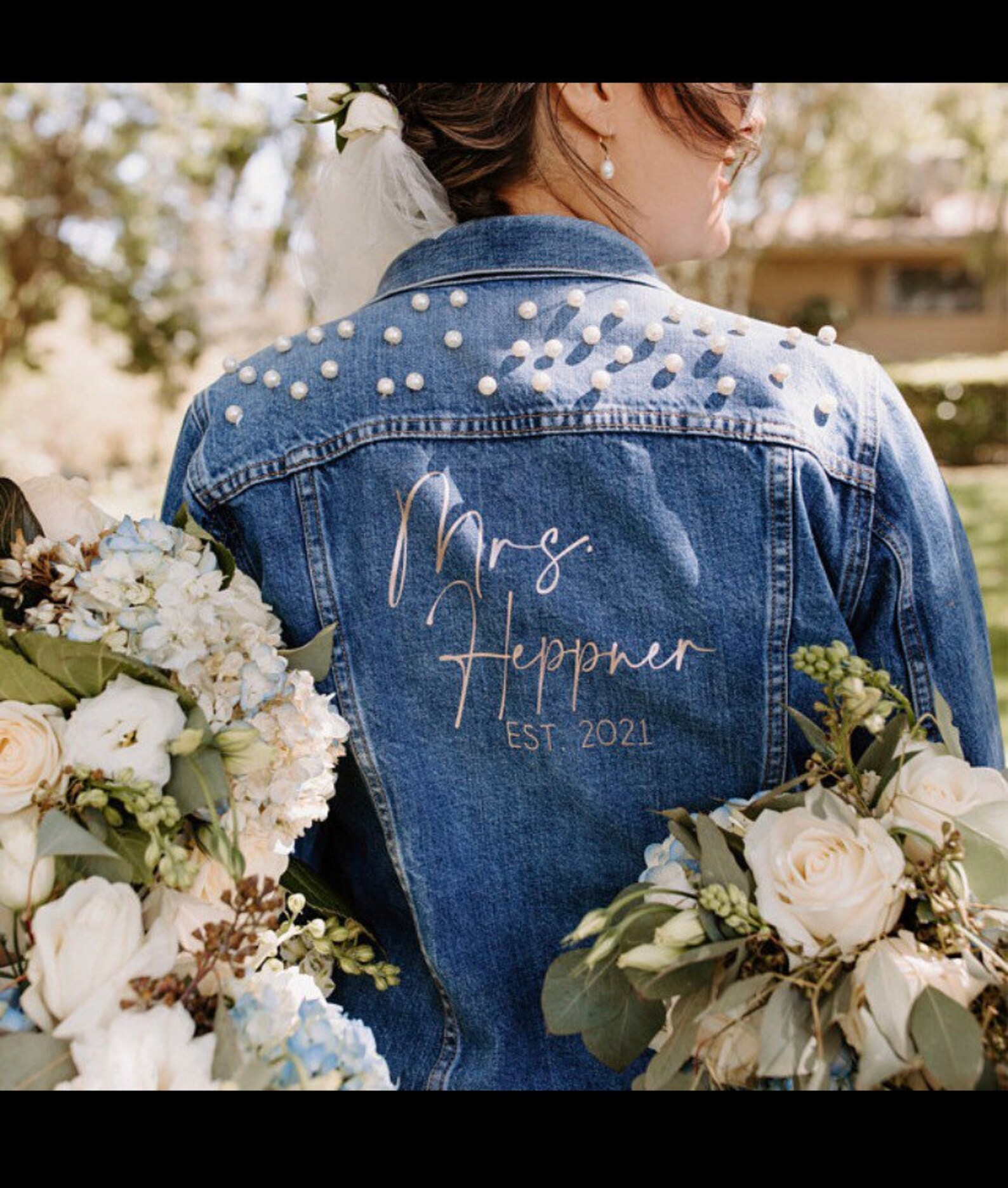 DIY Mrs Denim Jacket Iron on | Bride Jean Jacket | Mrs Last Name Iron ...