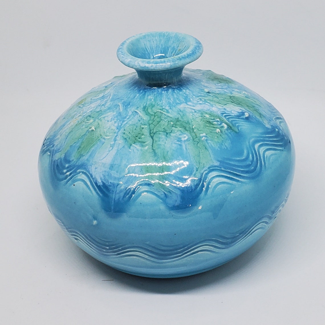 Vintage Dryden Original Blue Drip Squat Jug Bud Vase - Etsy