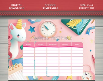 Magical Unicorn School Schedule - Printable Student Planner for Girls ...
