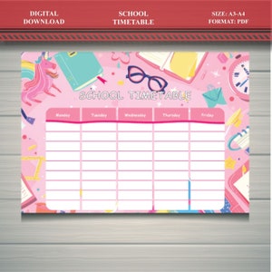 Magical Unicorn School Schedule - Printable Student Planner for Girls ...