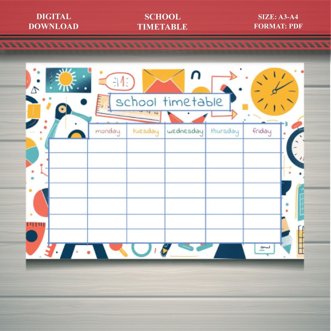 Fun and Funky School Schedule - Printable Student Planner With Cool ...