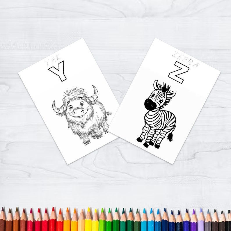 Alphabet ENGLISH Coloring Book, Enchanted Animals Colorings, PRINTABLE ...